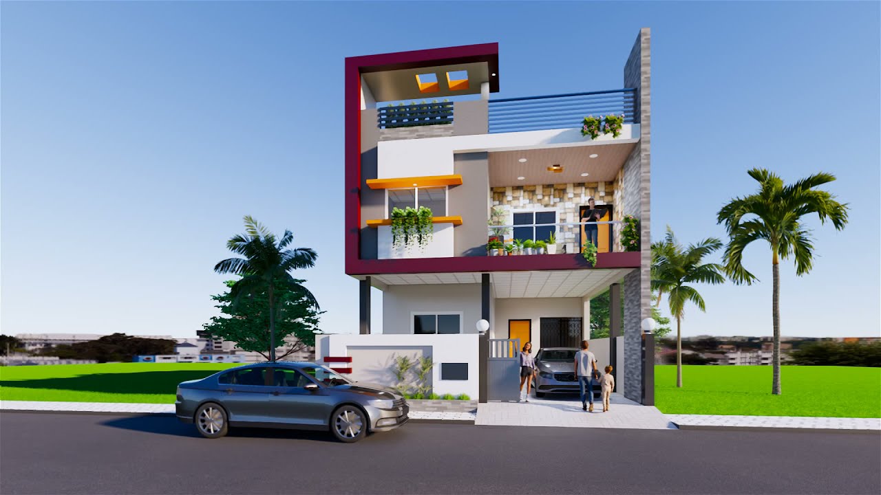 G+1 Building Elevation walk-through ||House Design || Modern Design