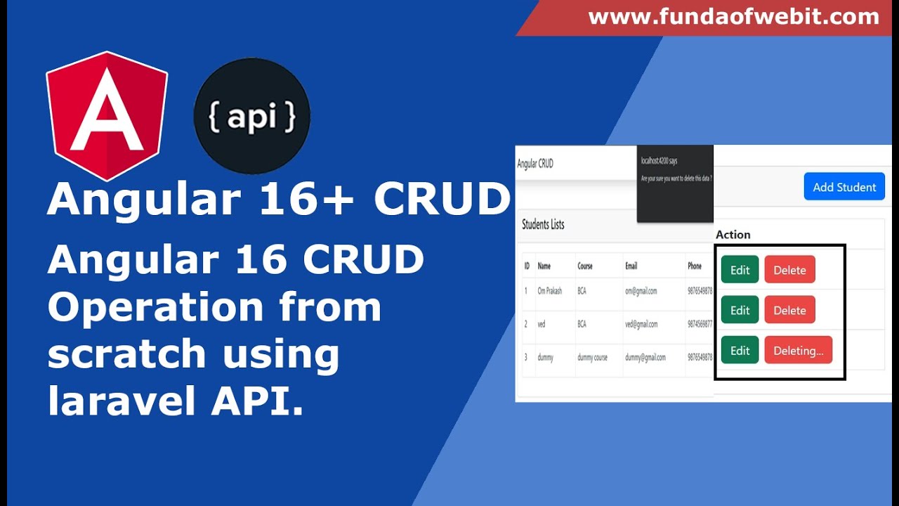 Angular 16 CRUD Operation from scratch using laravel web api | Angular 16 crud tutorial using api
