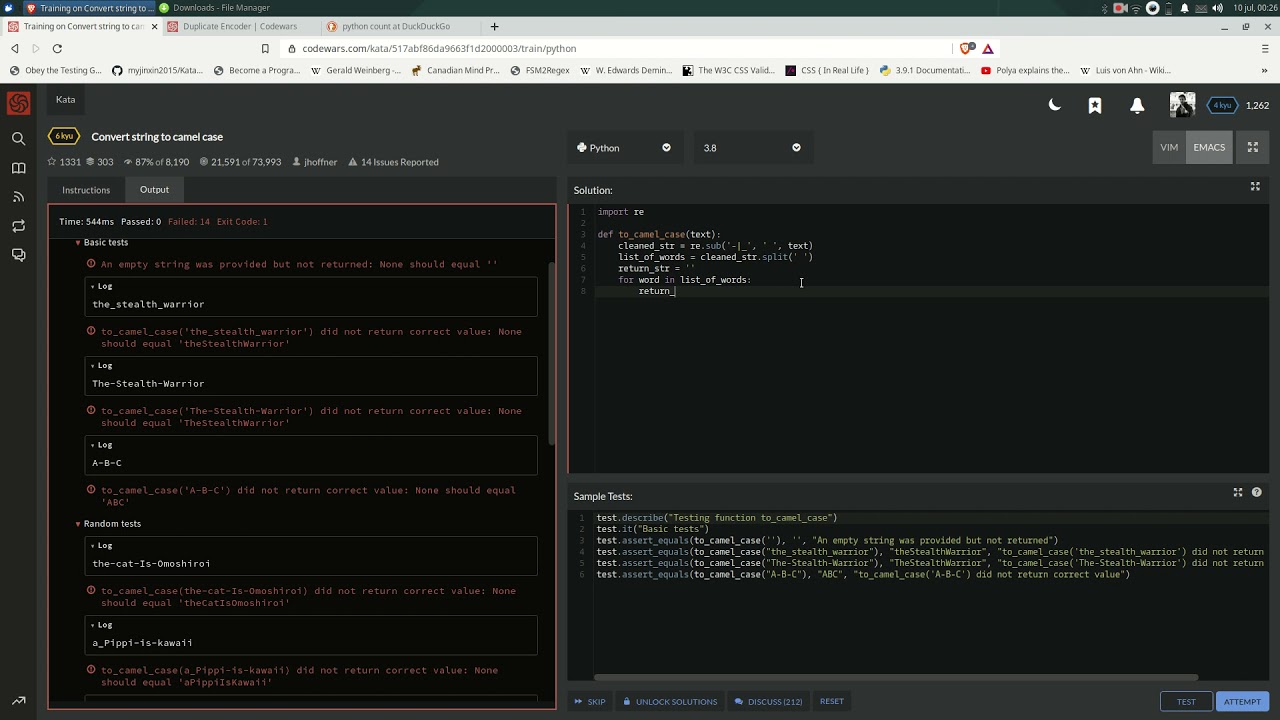 Convert String To Camel Case [CodingKata] DAY192