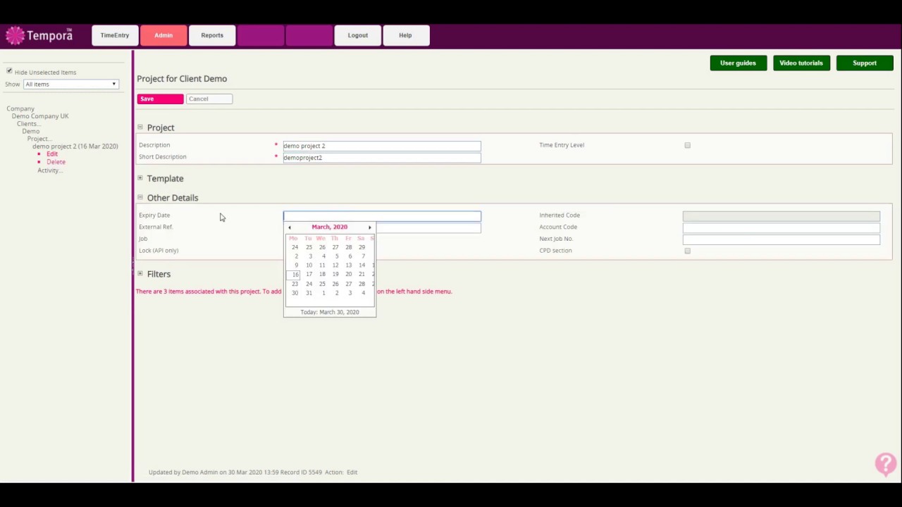 Adding time entry items for timesheet users