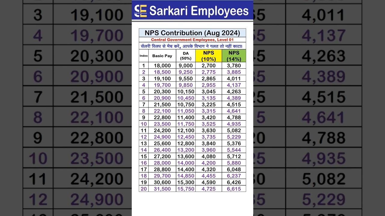 Level 01, NPS Contribution, Aug 2024