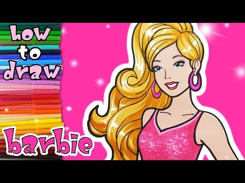 Barbie coloring pages - How to Draw and Paint Barbie - Art Coloring for Kids - learn to draw