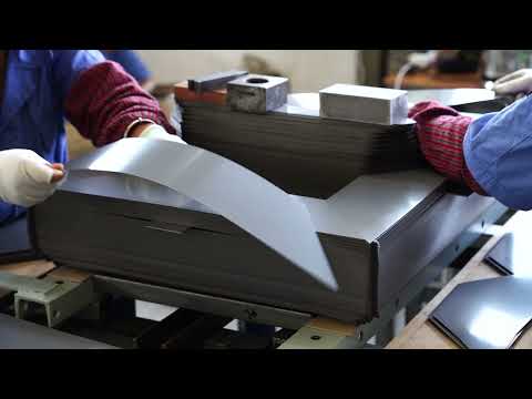 Power transformer iron core lamination processing is in progress