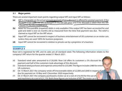 Output and Input VAT – ACCA Taxation (TX-UK) lectures