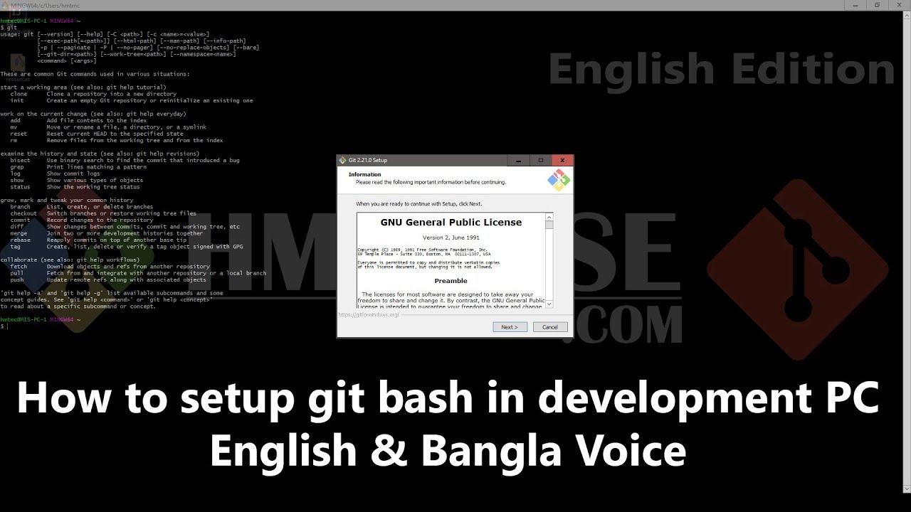 How to setup git bash in development PC, (English)