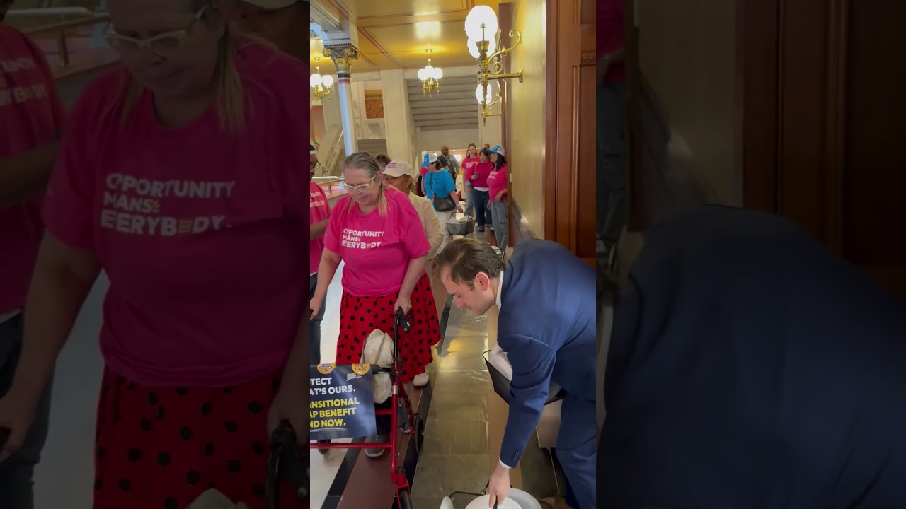 About 150 people rallied at the Capitol on Tuesday for more state food and health care support