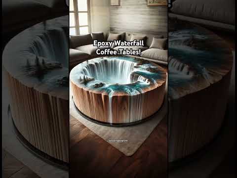 Incredible waterfall coffee tables made from wood and epoxy! 🤯🤯 #woodworking #interiordesign