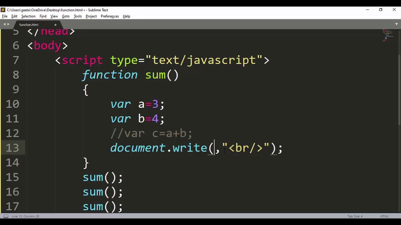 #2 Function without parameter and without returning value