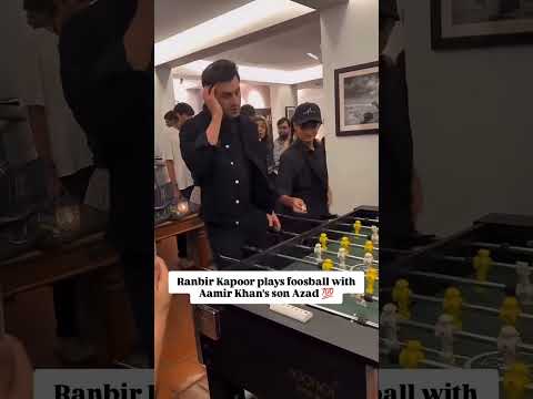 Ranbir Kapoor PLAYS Foosball with Aamir Khan’s son Azad at house party! 🎉 #shorts #ranbirkapoor