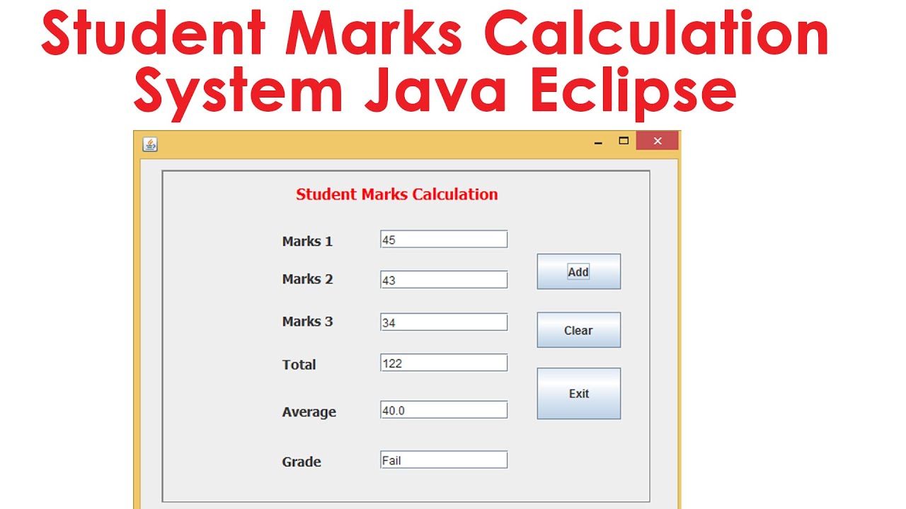 Student Marks Calculation System Java Eclipse