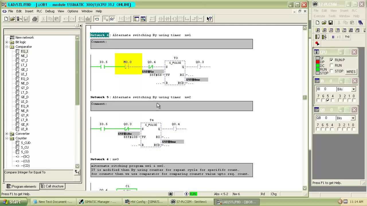 Tutorial of Siemens step 7 PLC programming using simatic manager : Counters & Comparator