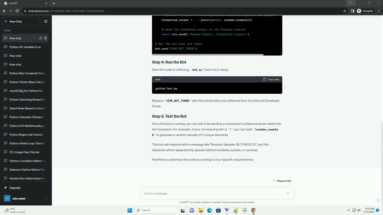 How do I remove brackets quotes and commas from the output of random sample discord bot made with py