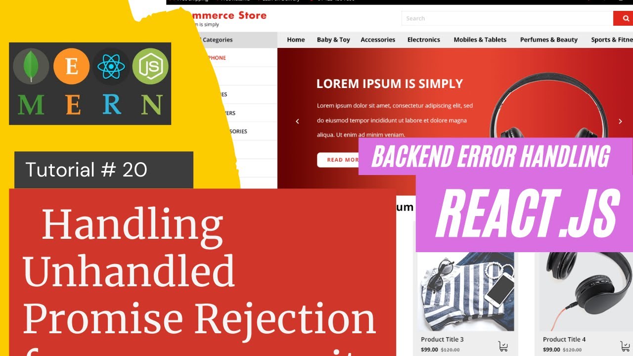 React js Tutorial # 20| Handling Unhandled Promise Rejection Api for ecommerce site