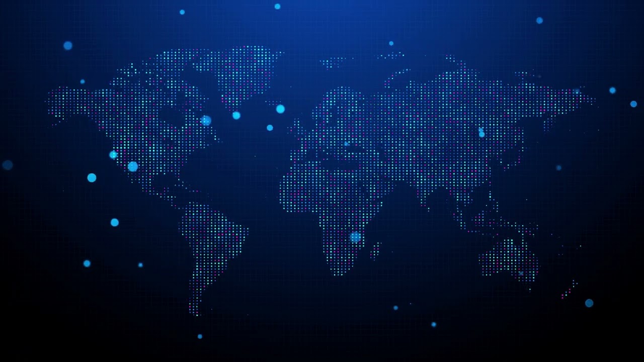 #4K World map Digital #Global communication #technology, Business Loop background.