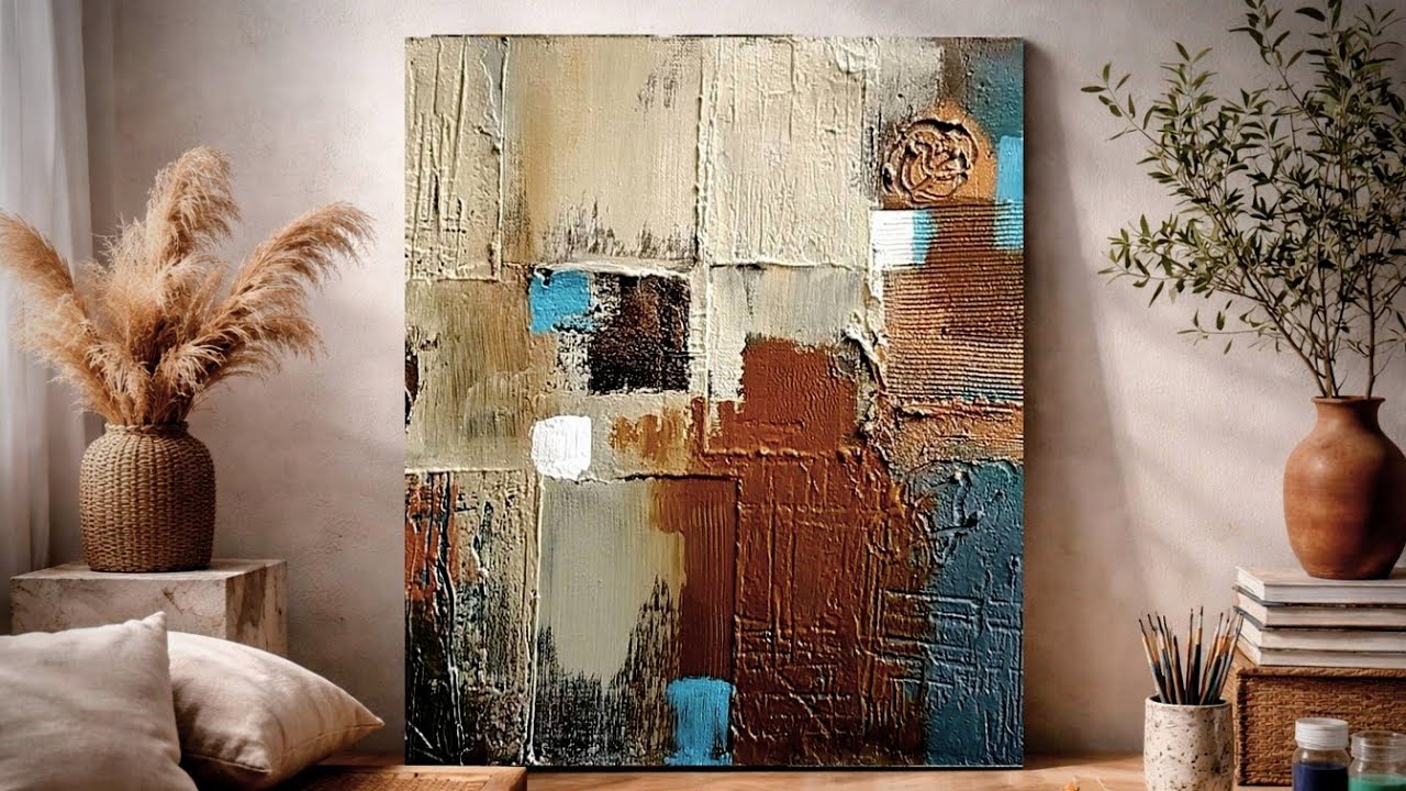Rustic Textured Art: Earth Tone Abstract Acrylic Painting Tutorial 