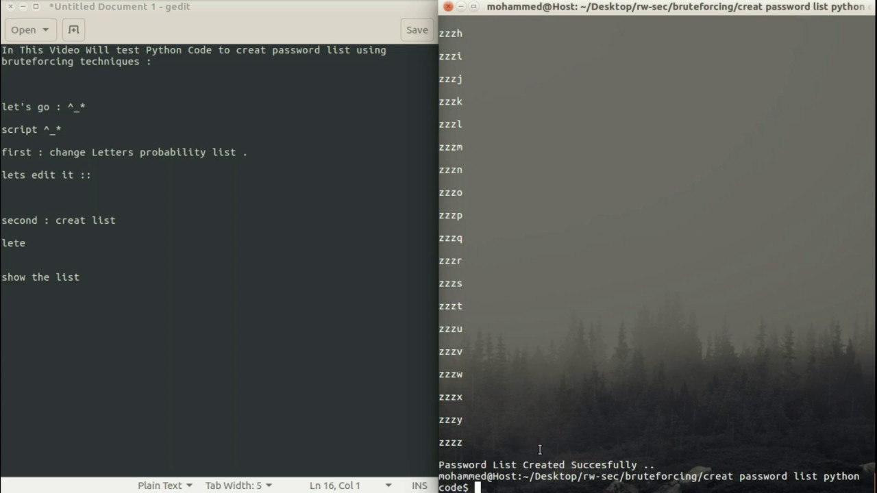 Creating Passwords List Python Code -Test