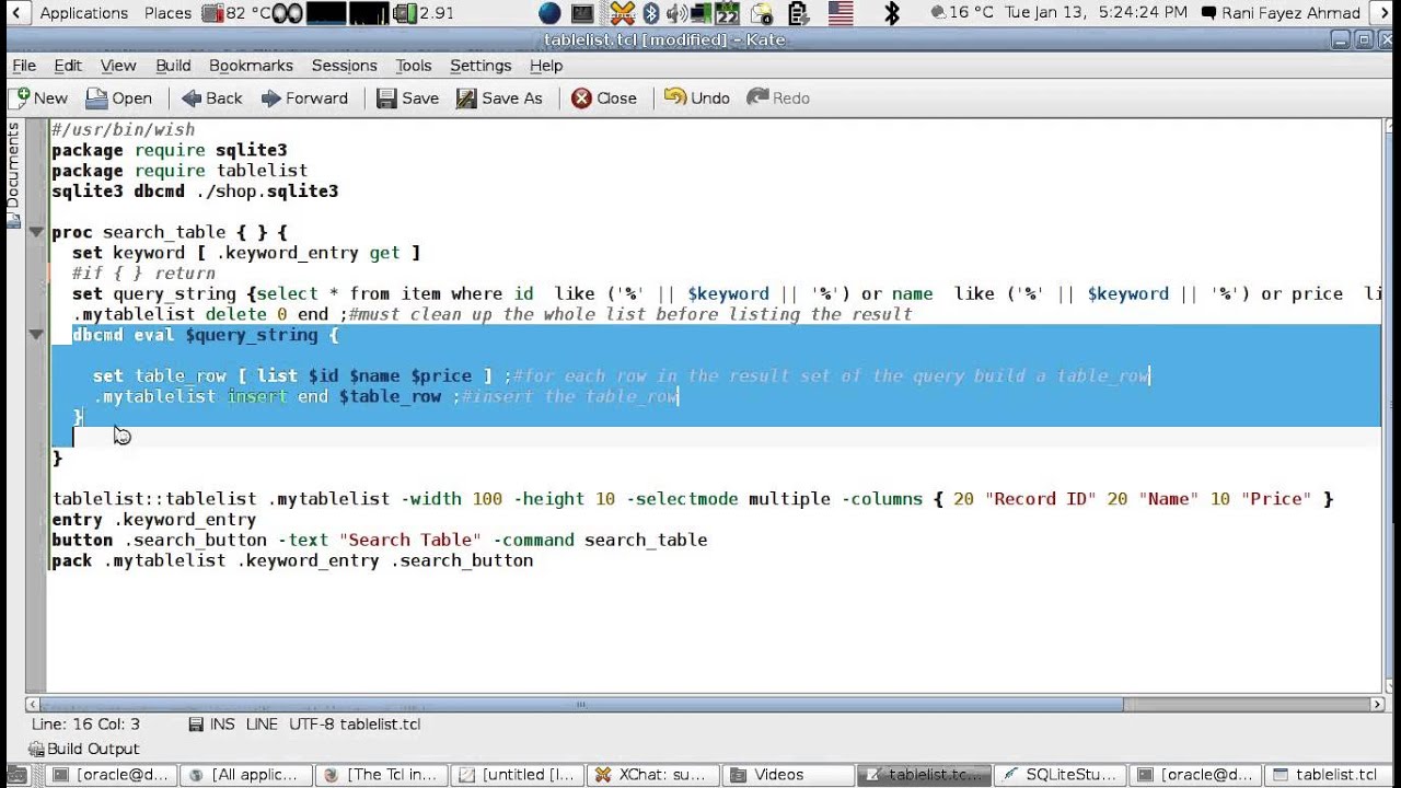 A Jumpstart Tutorial in using the Tcl/Tk Tablelist Widget With Sqlite3 (English Version)