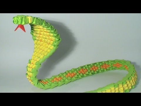 3D origami green snake tutorial | The Secrets of OrigamiThe Secrets of ...