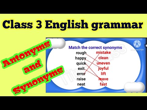 Class 3 English grammar, Class 3 worksheets,Class 3 Synonyms and Antonyms, class 3 synonyms