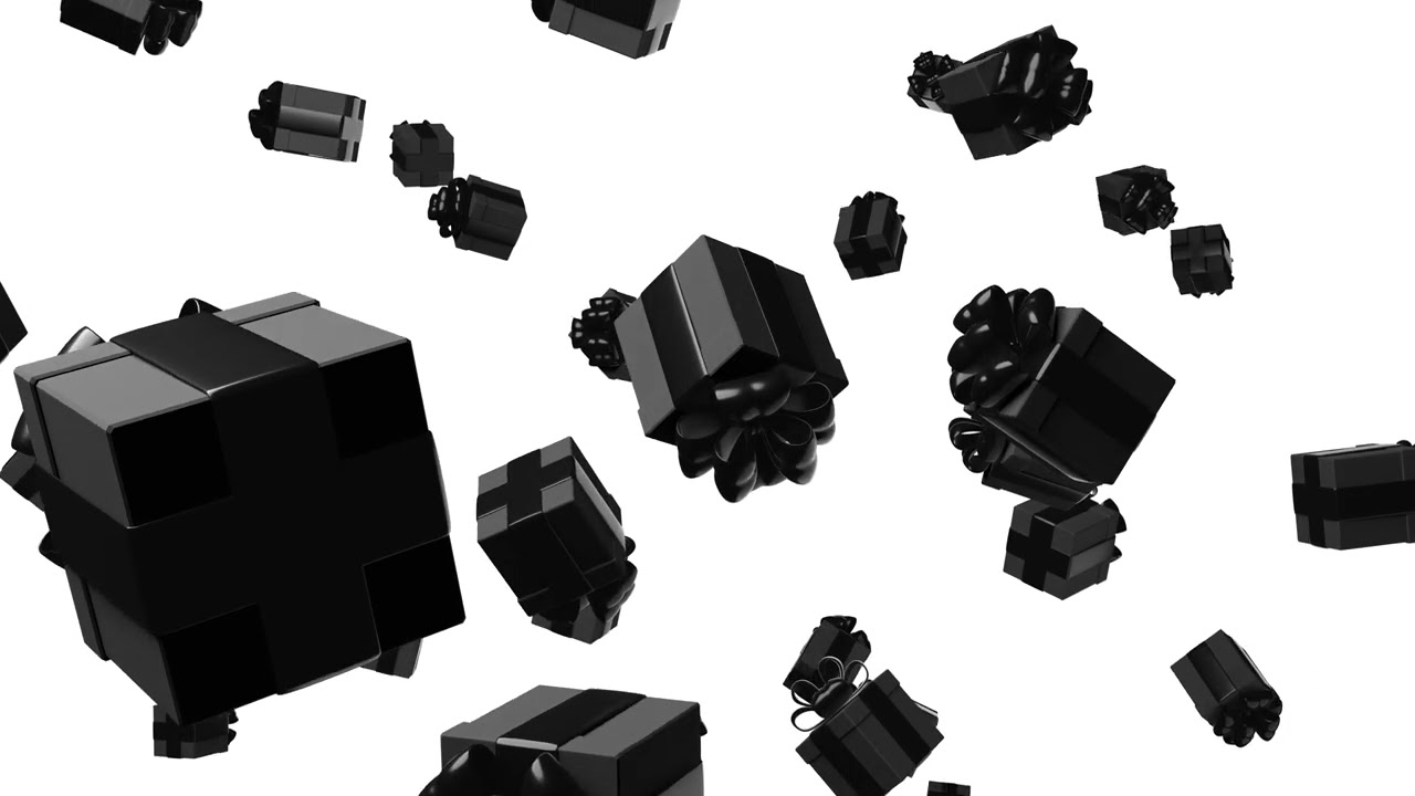[1 hour]Black Gift Boxes with Shine Black Ribbon - Background/Screensaver[4K][No Sound]