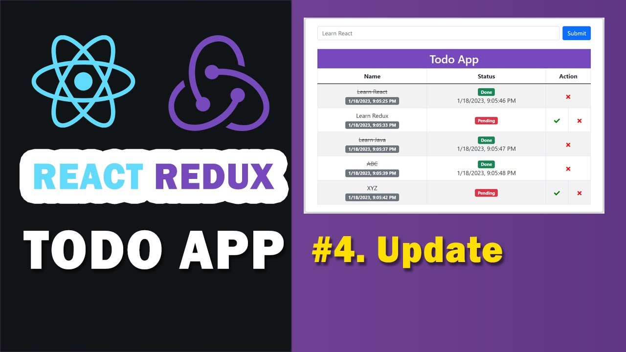 Build a Todo App with React Redux #4 Update Status| React Redux Tutorial