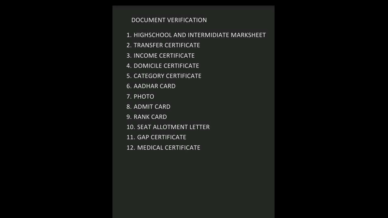DOCUMENT VERIFICATION || ALL DOCUMENTS||