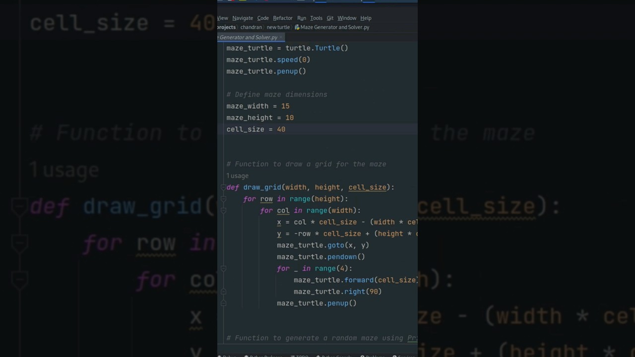 Maze Generation and solving with python Turtle #shorts #short