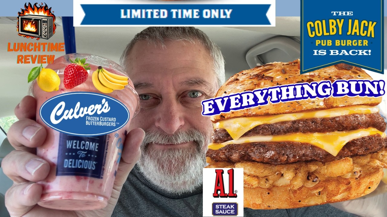 Culver's Colby Jack Pub Burger, Pretzel Bites, Lemon Ice Cooler with Strawberry & Banana Review