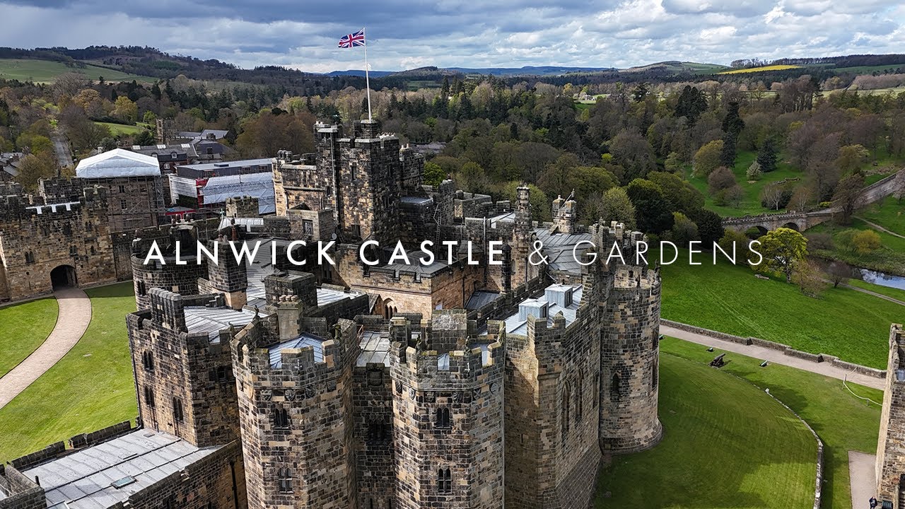 Alnwick Castle and Garden, Northumberland, UK by Drone (DJI Mini Pro 4) 4K