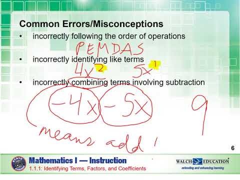 Identifying Terms Factors and Coefficients (1.1)