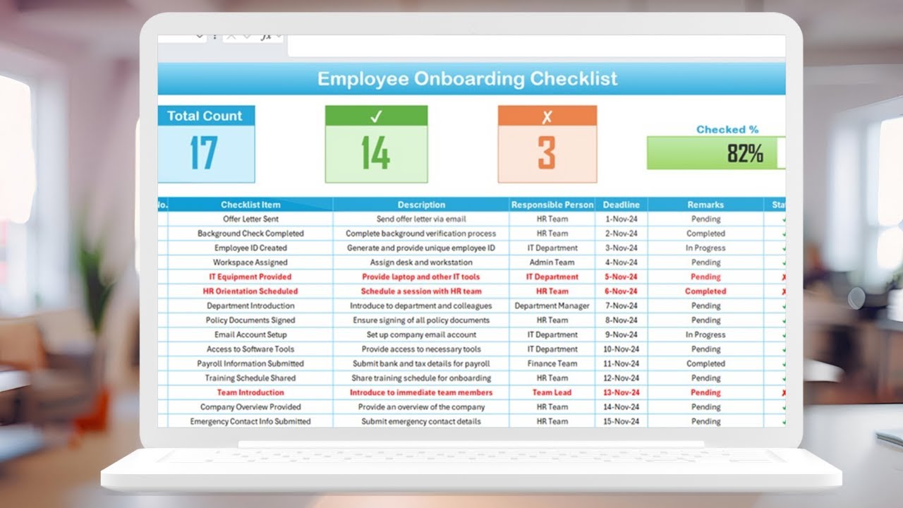 Employee Onboarding Checklist in Excel