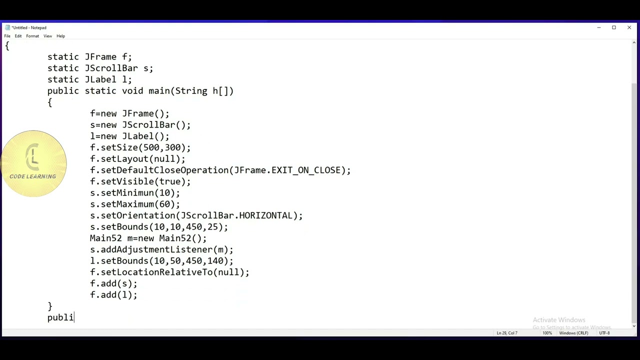 Java | Swing class ' JScrollBar add AdjustmentListener #3' | CodeLearning