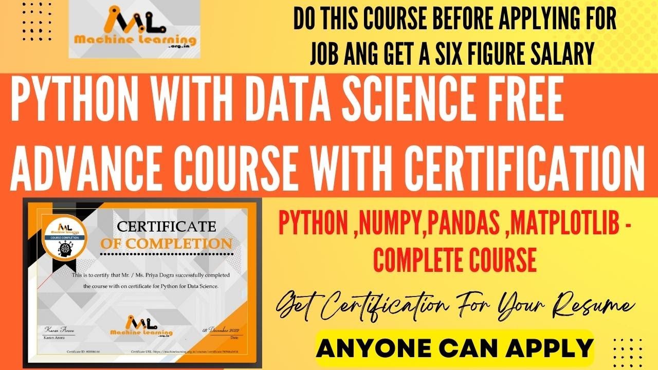 Python for Data Science Advance Course with Free Certificate | Beginner to Advance Complete Course