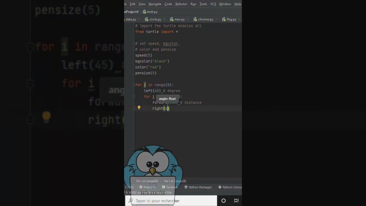 Draw Octagon Pattern in Python Using Turtle #shorts