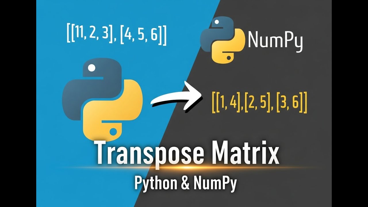 How to Transpose a 2D numpy array matrix using Python | Python programming tutorial for beginners