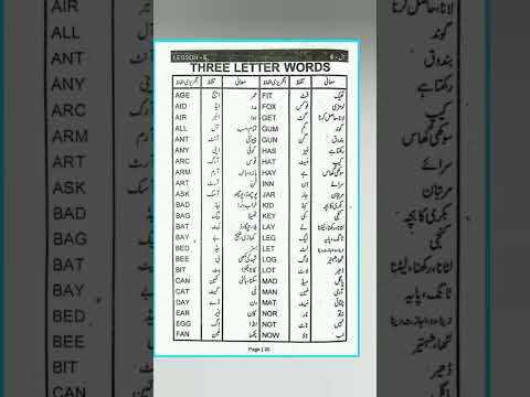 "Learn English Vocabulary with Three Letter Words! #english #vocabulory #grammar
