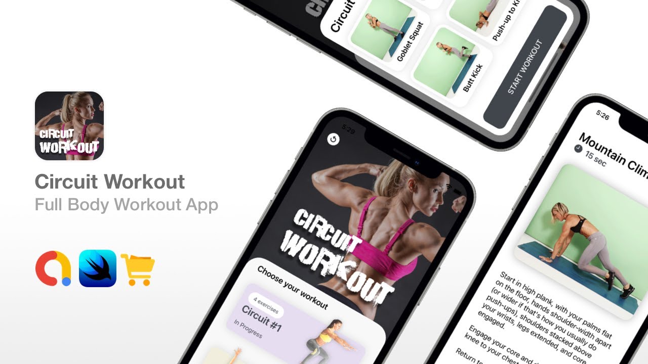 Circuit Workout - SwiftUI Full Body Workout Xcode Source Code - In App Purchases AdMob Ads
