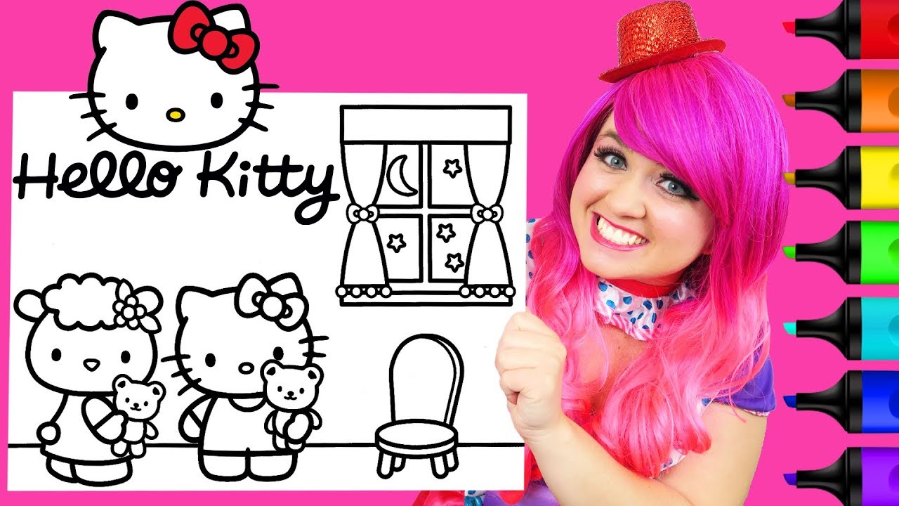 Coloring Hello Kitty & Fifi Coloring Book Page Prismacolor Colored Paint Markers | KiMMi THE CLOWN