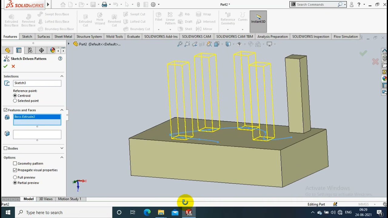 SKETCH DRIVEN PATTERN | SOLIDWORKS 2020