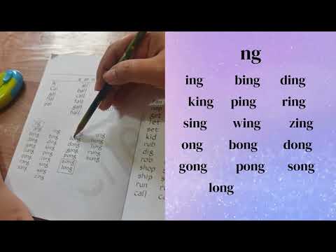 Reading 101 words ending in ng