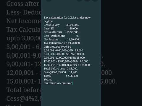 Tax calculation for 20 lakh salary 🤑 #incometax #tax #taxreturn #viral #shorts #trending #explore