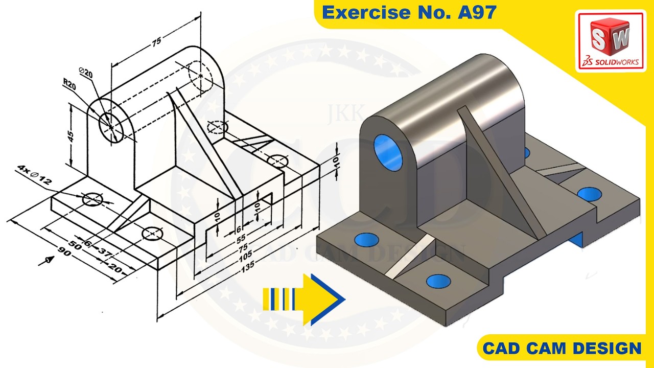 SolidWorks Tutorial for beginners Exercise A97