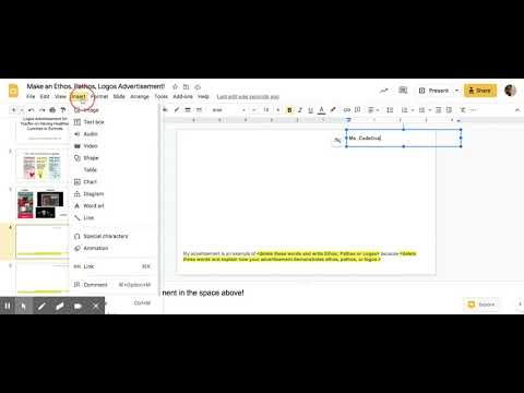 Screencast: Make an Ethos, Pathos, Logos Advertisement! - Google Slides