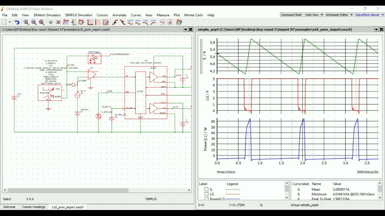 Importing Waveforms from a Spreadsheet into SIMetrix/SIMPLIS