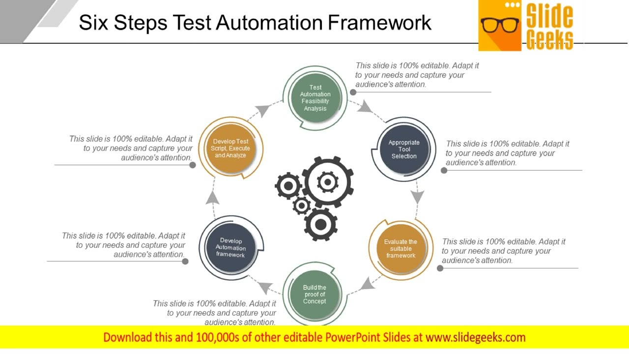 Six Steps Test Automation Framework Ppt Powerpoint Presentation Slides Gridlines