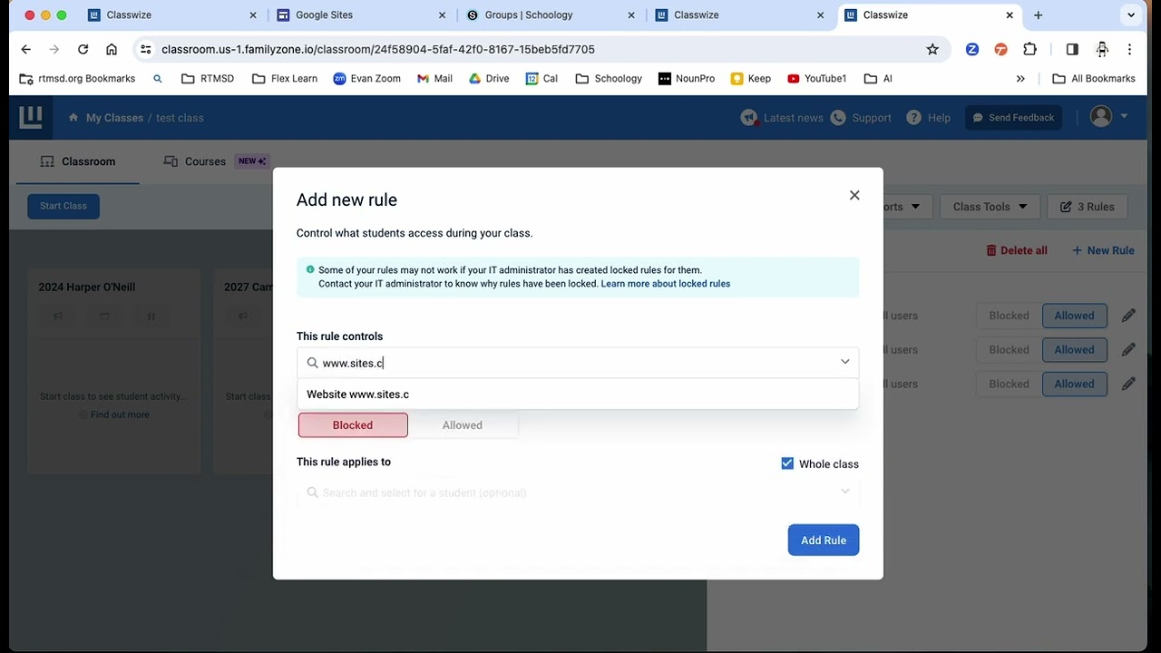 Classwize - Create a rule