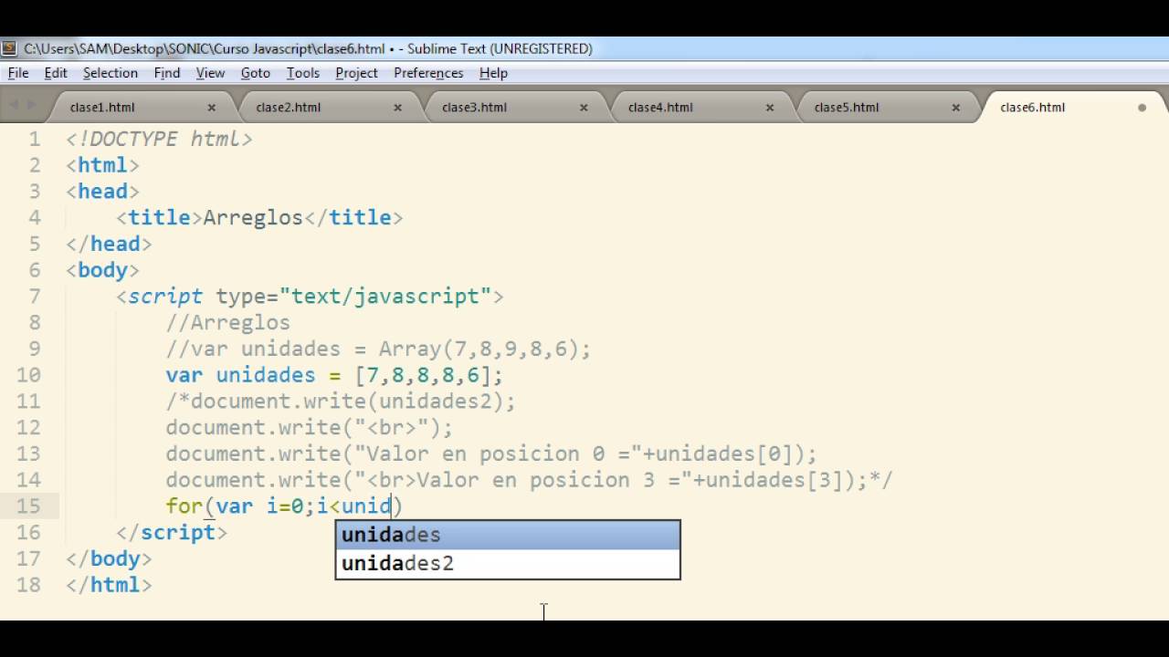Tutorial Javascript 6: Arreglos