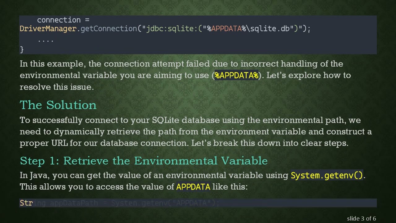 Connecting to sqlite Database on Environmental Path in Java