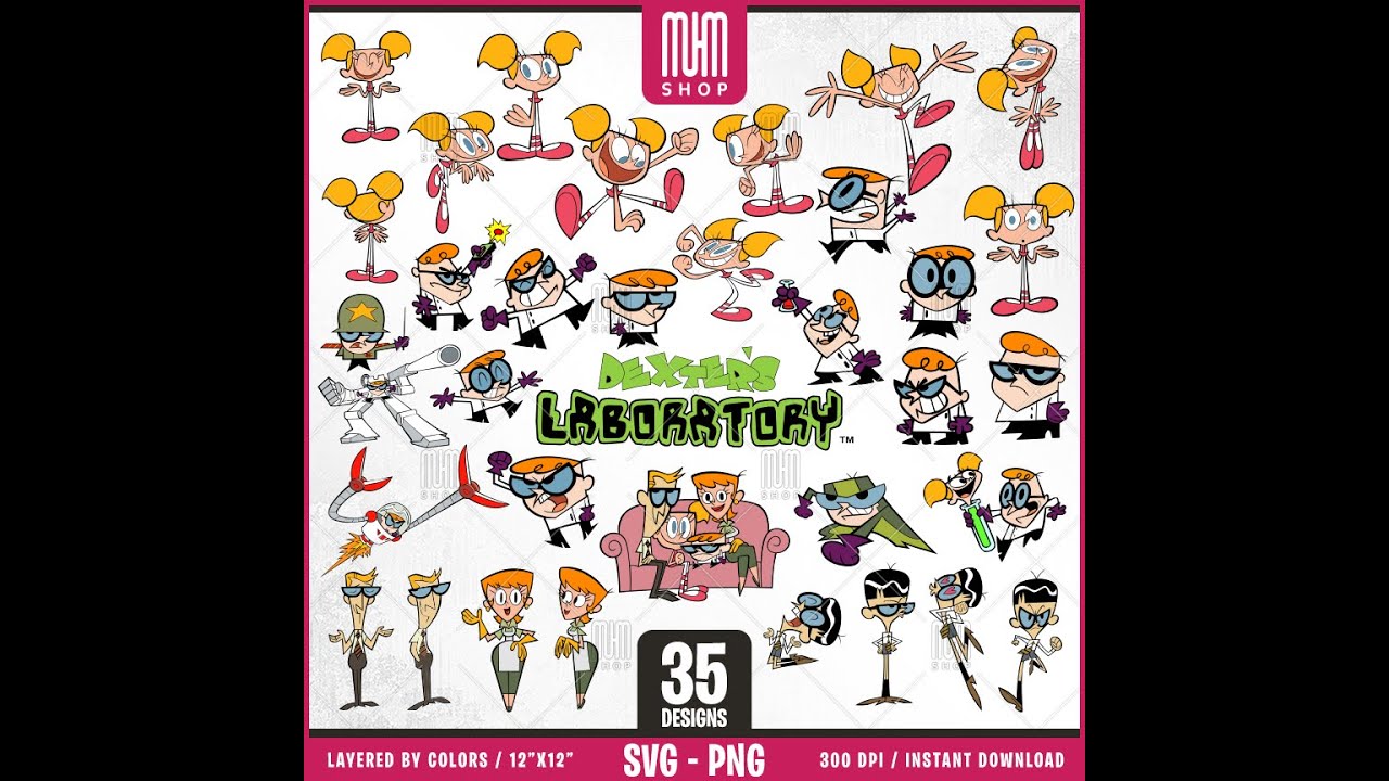 Dexter's Labolatory Svg Png, 35 Designs Easy to use, Cartoon Characters, Layered Svg by colors