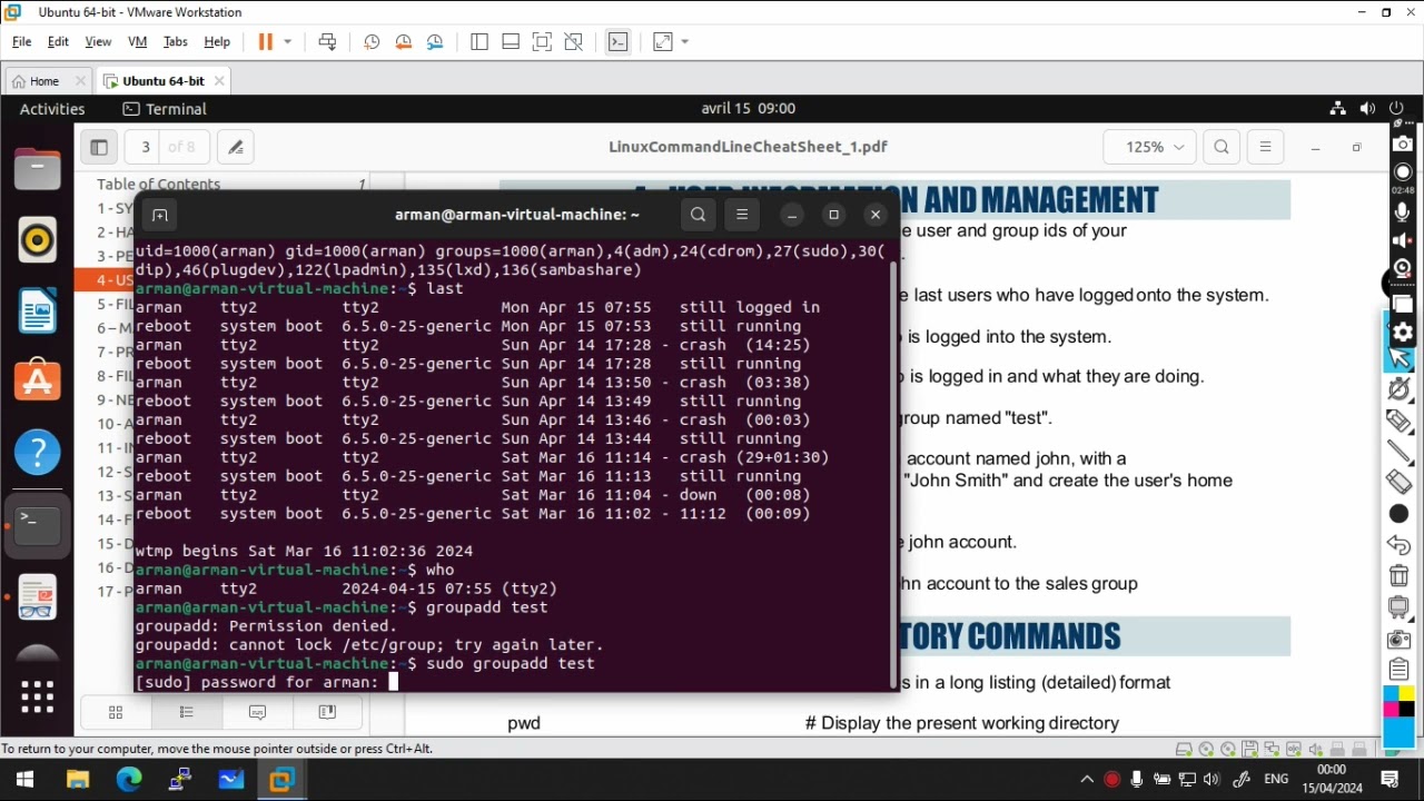 LINUX COMMAND LINE CHEAT SHEET- USER INFORMATION ANDMANAGEMENT